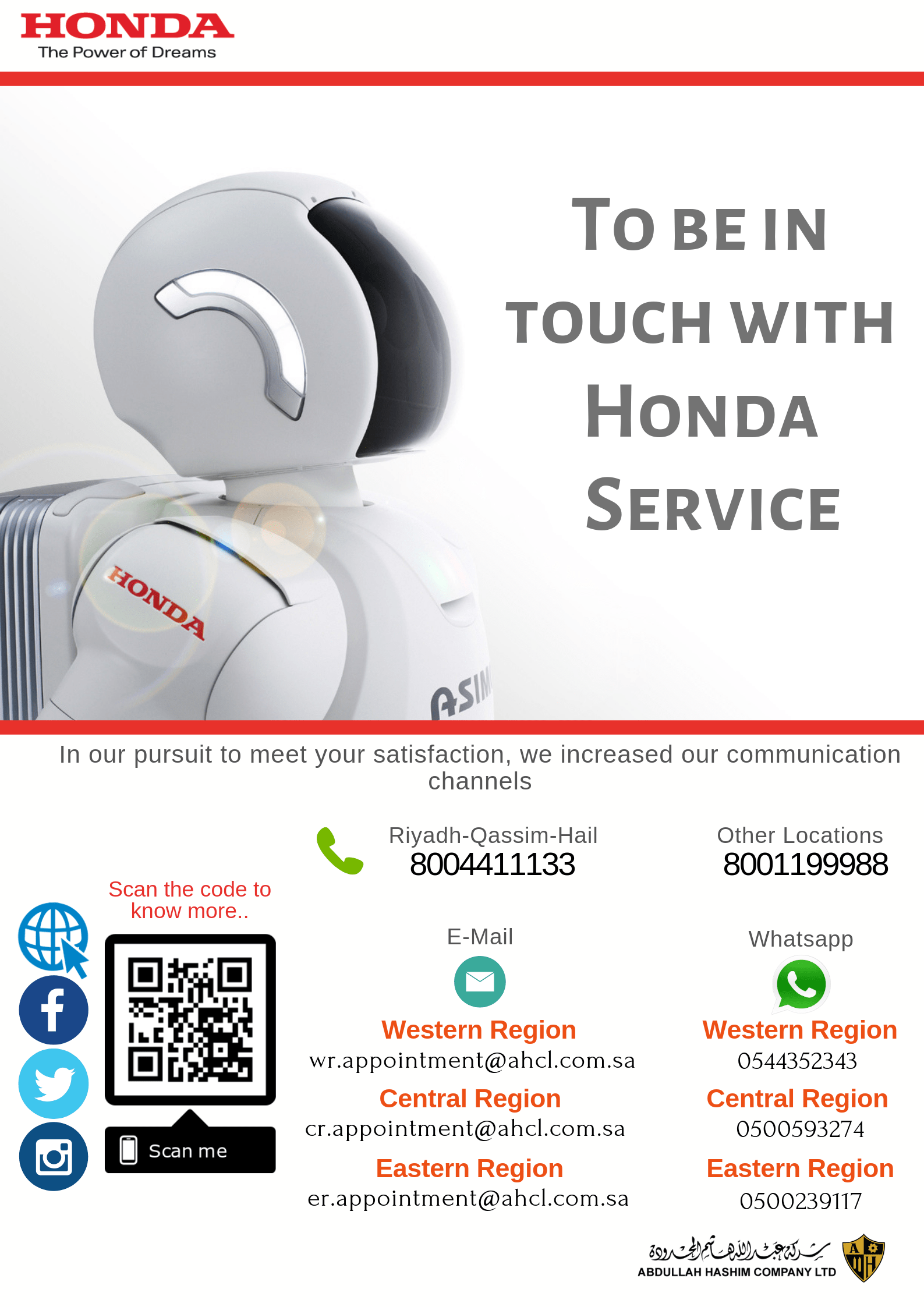 Honda | 2019 Regional Service Contacts Post